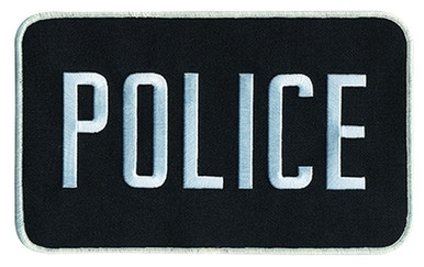 POLICE Back Patch, Hook, Grey/Black, 9x5" - Emblem Enterprises