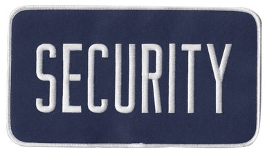 SECURITY Back Patch, Hook, White/Navy Blue, 9x5" - Emblem Enterprises
