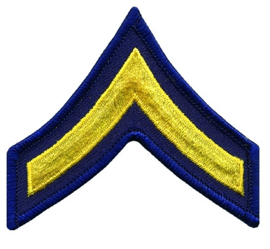 PFC Chevrons, Merrowed Border, Medium Gold/Navy, 3" Wide - Emblem ...