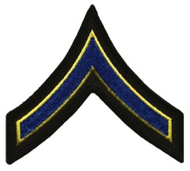 PFC Chevrons, Merrowed Border, Royal-Medium/Gold, 3-1/2" Wide - Emblem ...