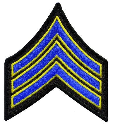 SGT Chevrons, Merrowed Border, Royal-Medium/Gold, 3-1/2" Wide - Emblem ...