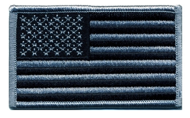 U.S. Flag Patch, Grey/Black, 3-1/4x1-13/16" - Emblem Enterprises