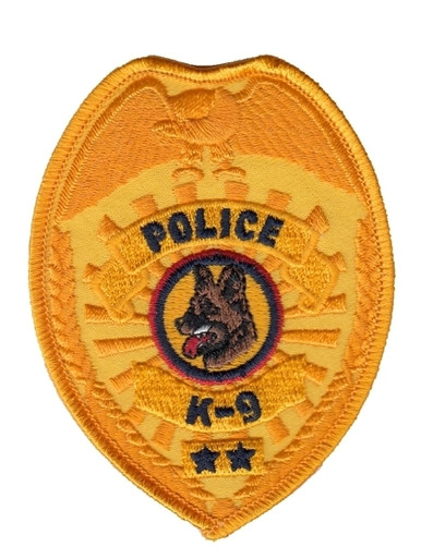 POLICE K9 Badge Patch, Gold, 2-1/2x3-1/2" - Emblem Enterprises