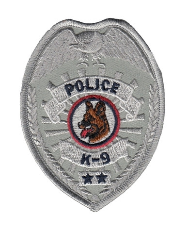 POLICE K9 Badge Patch, Silver, 2-1/2x3-1/2" - Emblem Enterprises