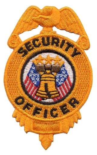 SECURITY OFFICER Badge Patch, Gold/Black, 2x3" - Emblem Enterprises
