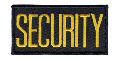SECURITY Chest Patch, Medium Gold/Midnight, 4x2" - Emblem Enterprises