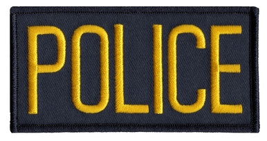 POLICE Chest Patch, Medium Gold/Midnight, 4x2" - Emblem Enterprises