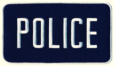 POLICE Back Patch, White/Navy, 9x5" - Emblem Enterprises