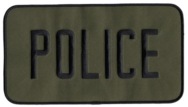 POLICE Back Patch, Black/O.D., 9x5" - Emblem Enterprises