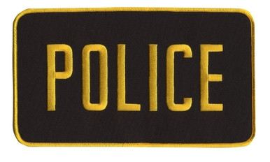 POLICE Back Patch, Medium Gold/Black, 9x5" - Emblem Enterprises