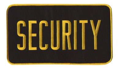 SECURITY Back Patch, Medium Gold/Black, 9x5" - Emblem Enterprises
