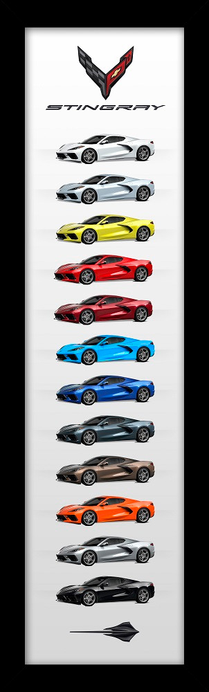 C8 Corvette Generations Framed Printed Canvas | Corvette Depot