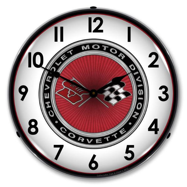 C3 Corvette Emblem LED Backlit Clock | Corvette Depot