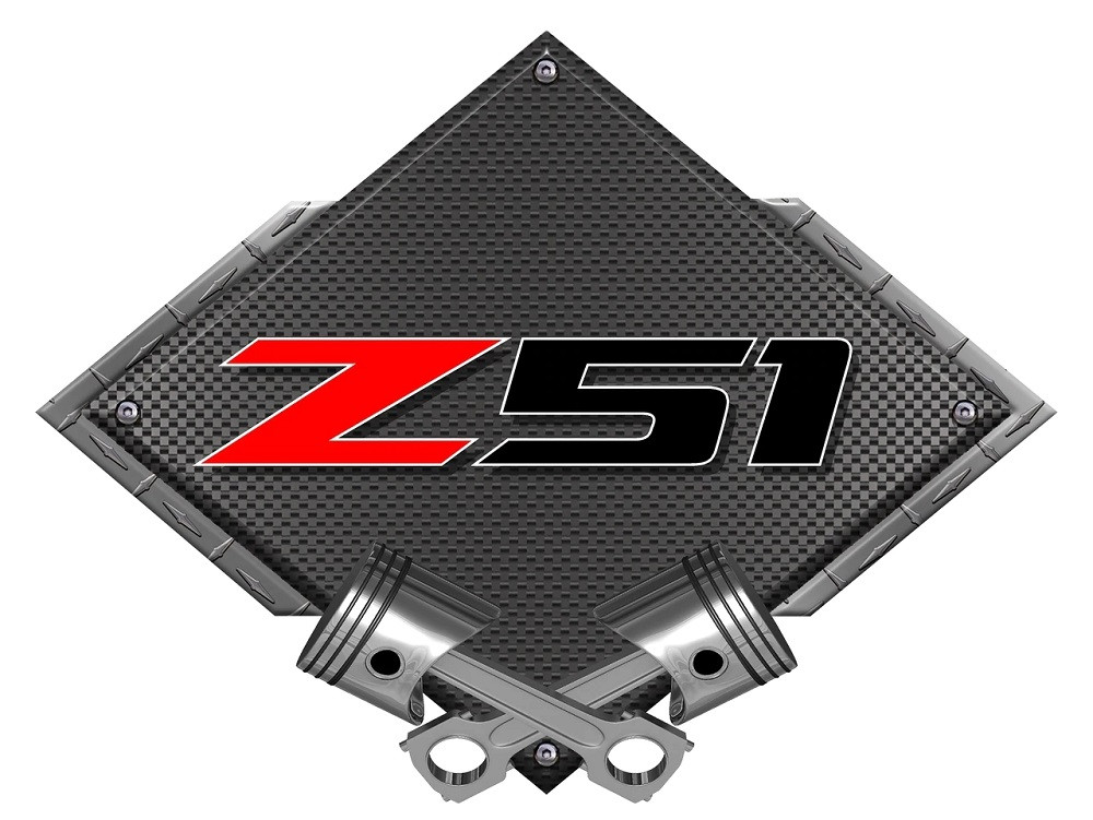 Corvette Z51 Badge Carbon Diamond Metal Sign - Black | Corvette Depot