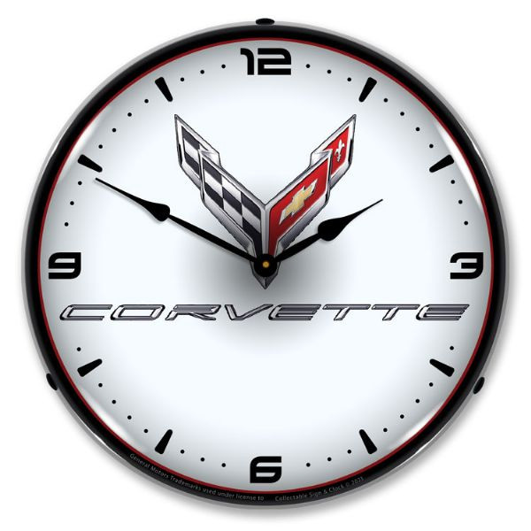 C8 Corvette Emblem LED Backlit Clock | Corvette Depot