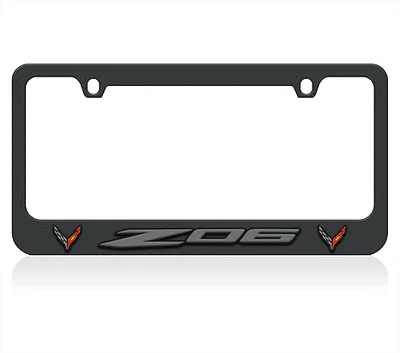 C8 Corvette Z06 Black License Plate Frame - Color Logo | Corvette Depot