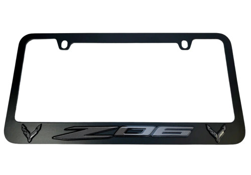 C8 Corvette Z06 Black License Plate Frame - Tonal Logo | Corvette Depot