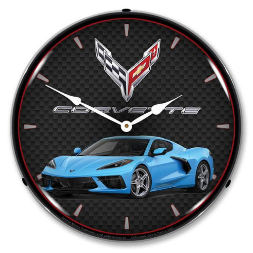 C8 Corvette Rapid Blue LED Backlit Clock | Corvette Depot