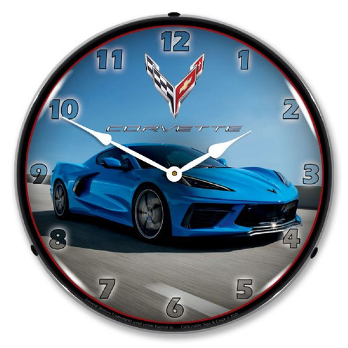 C8 Blue Corvette LED Backlit Clock | Corvette Depot