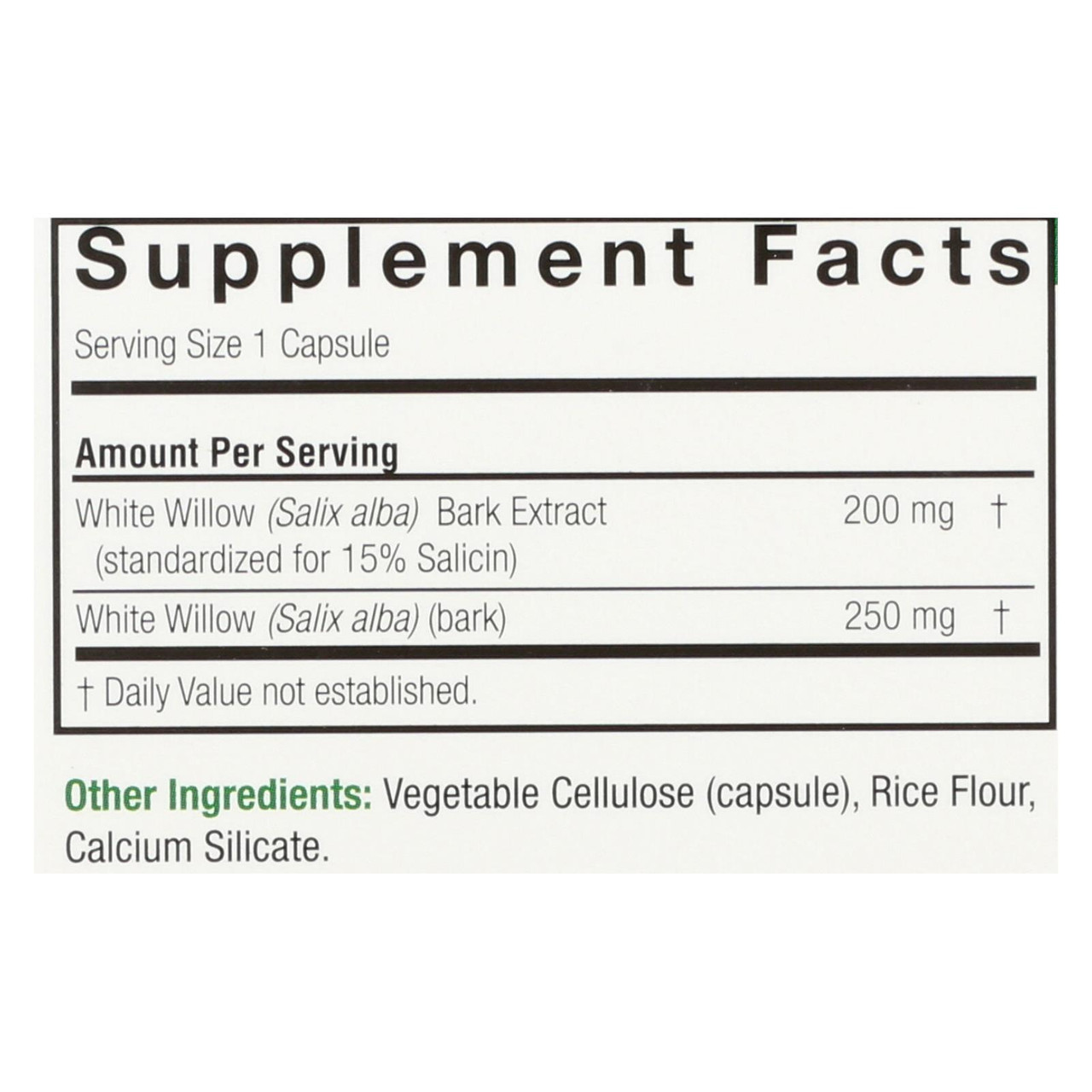 Nature's Answer White Willow With Feverfew - 60 Vcaps