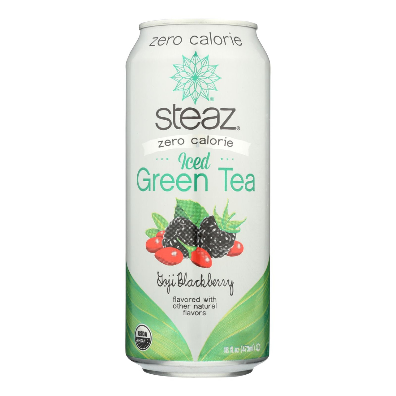 Steaz Zero Calorie Green Tea - Half And Half - Case Of 12 - 16 Fl Oz.