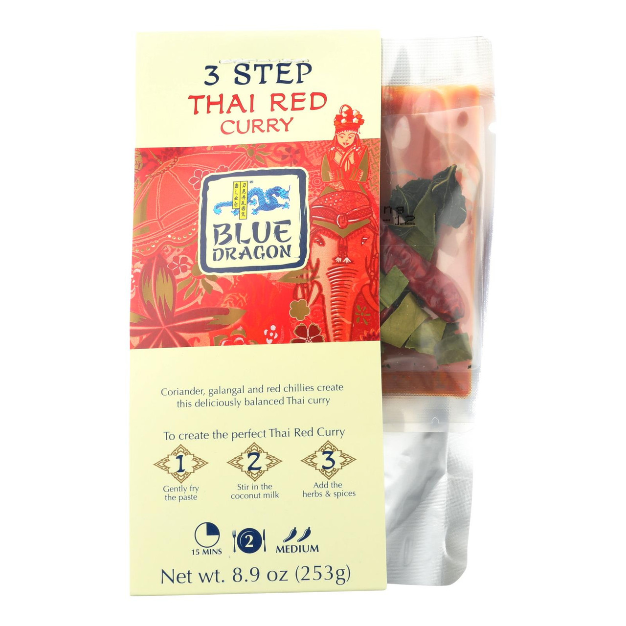 Blue Dragon Curry Kit - 3 Step - Thai Red - Case Of 6 - 8.9 Oz