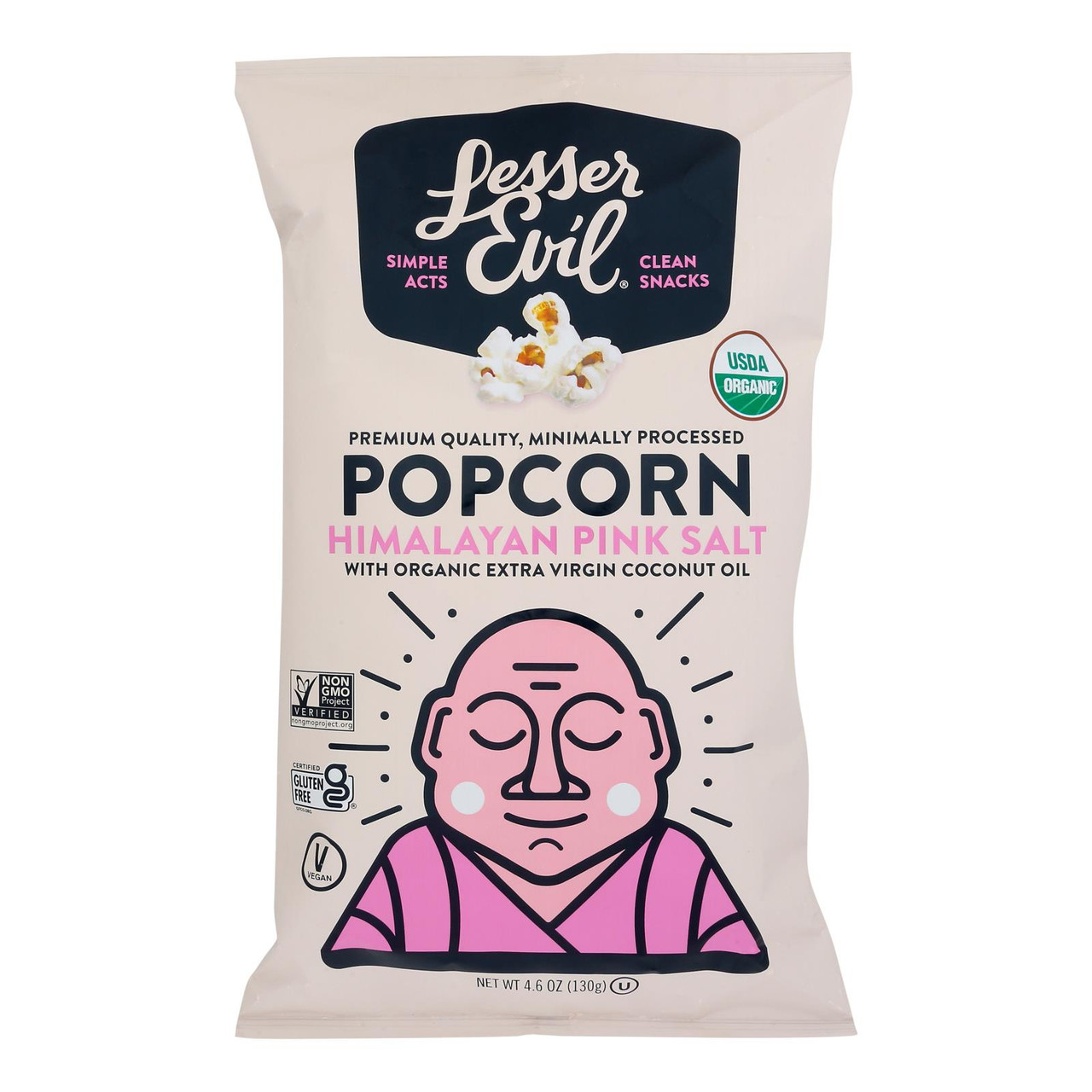 Lesser Evil Popcorn - Organic - Himalayan Pink - .88 Oz - Case Of 18