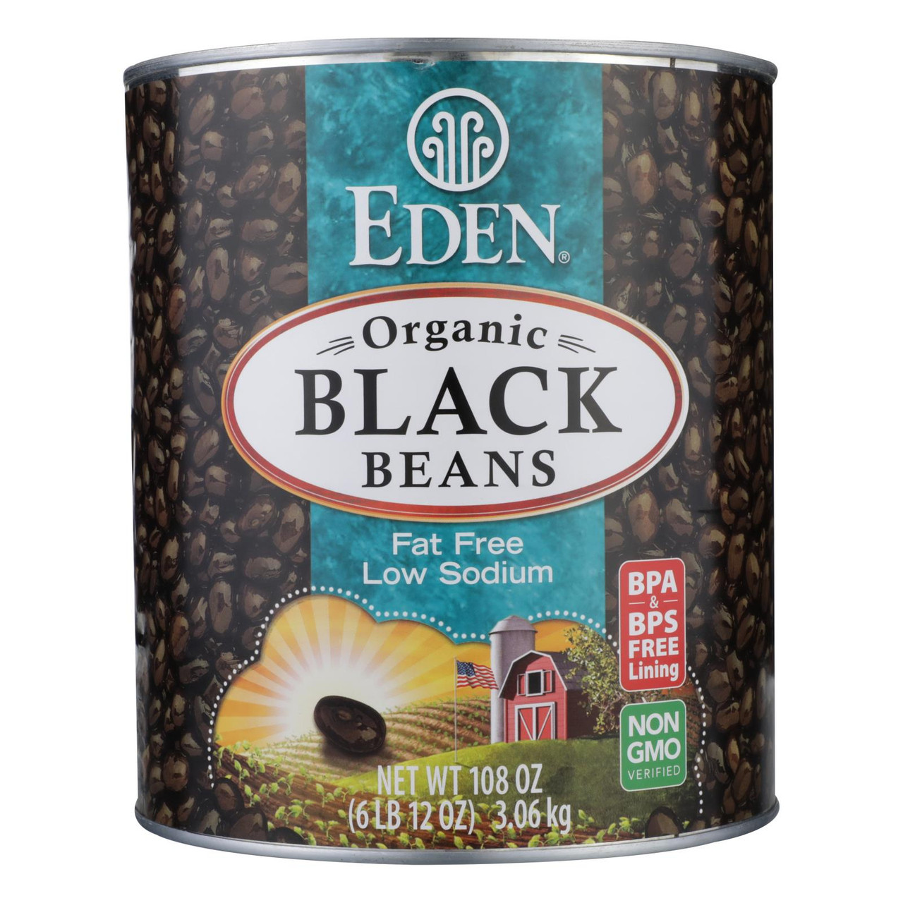 Eden Foods Black Beans Canned - Case Of 6 - 108 Oz.