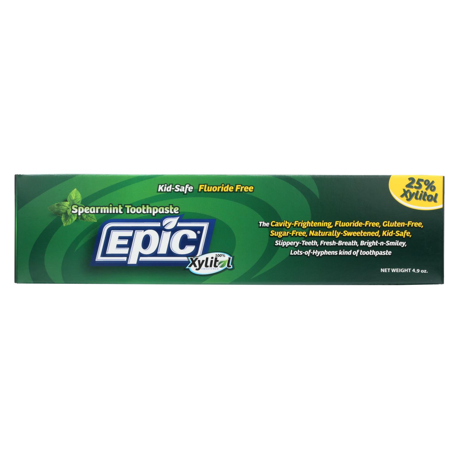 Epic Dental Spearmint Toothpaste - Fluoride Free - 4.9 Oz