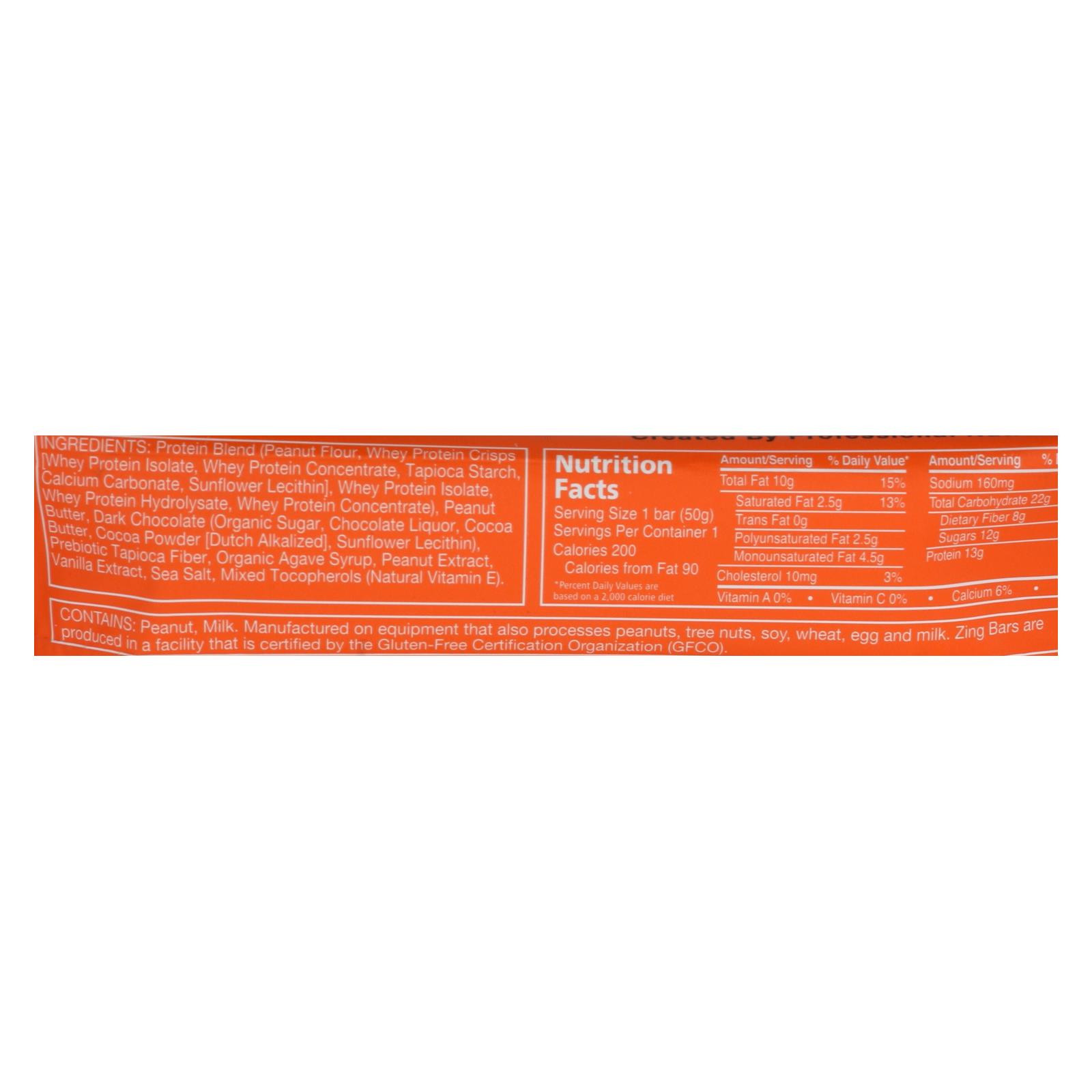 Zing Bars Nutrition Bar - Peanut Butter Chocolate Chip - 1.76 Oz Bars ...