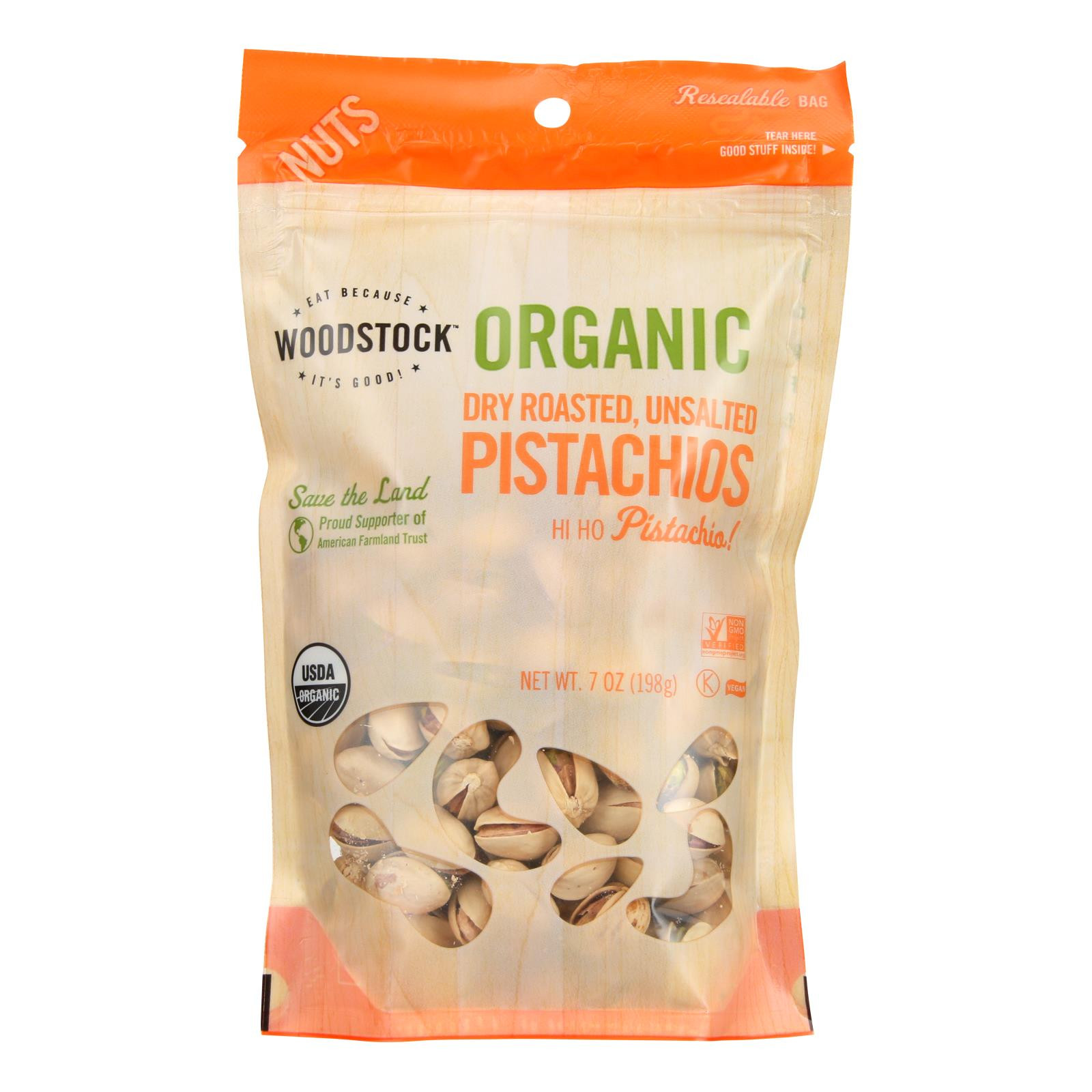 Woodstock Nuts - Organic - Pistachios - Dry Roasted - Unsalted - 7 Oz ...