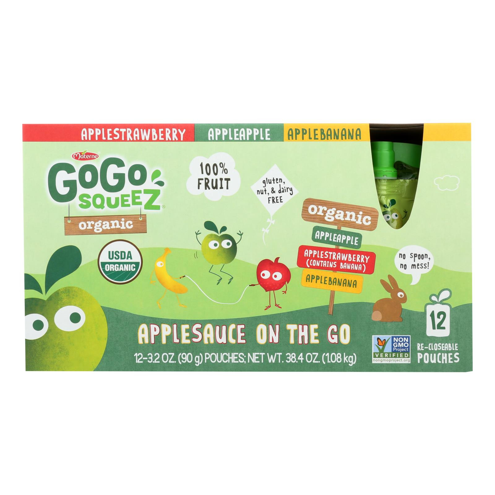 Gogo Squeeze Organic Applesauce - Apple Strawberry - Case Of 12 - 3.2 Oz.