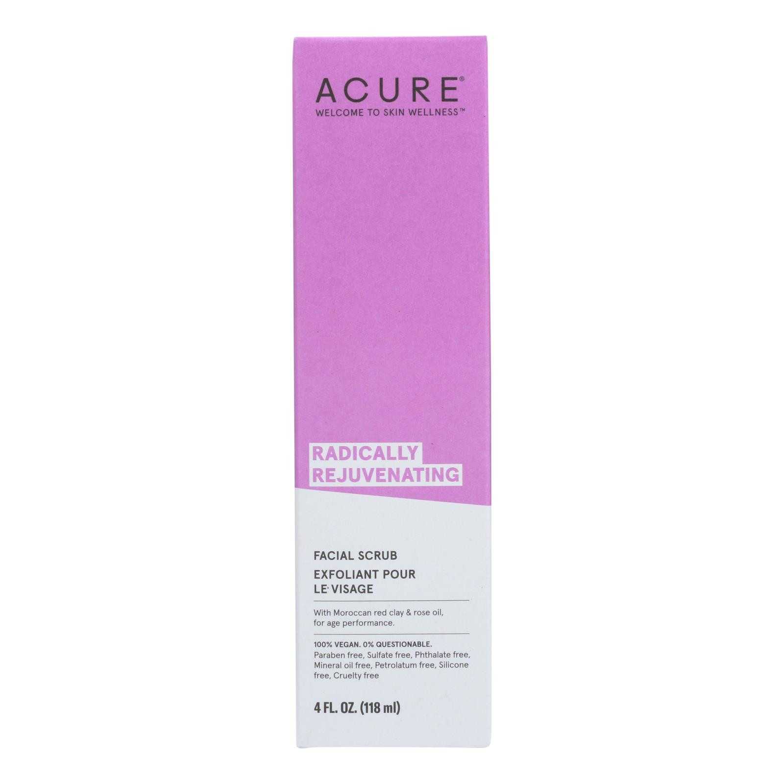 Acure Brightening Facial Scrub - Argan Extract And Chlorella - 4 Fl Oz.