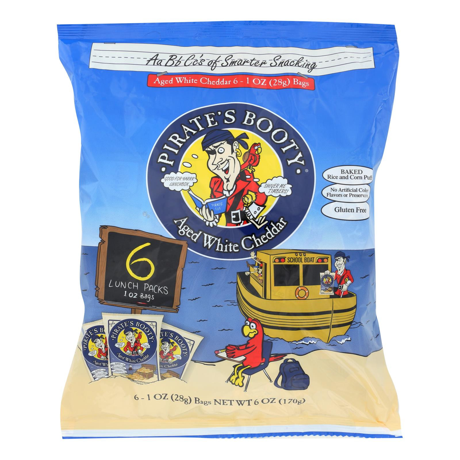 Pirate Brands Booty Puffs - Aged White Cheddar - Case Of 12 - 1 Oz.