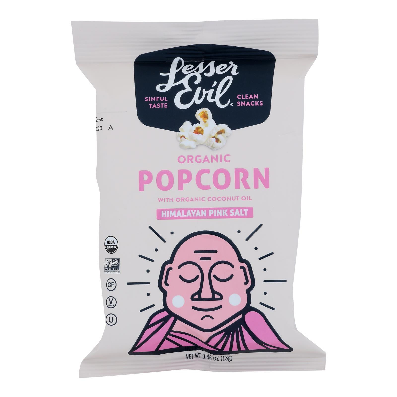 Lesser Evil Organic Air Popped Popcorn - Himalayan Pink - Case Of 12 ...