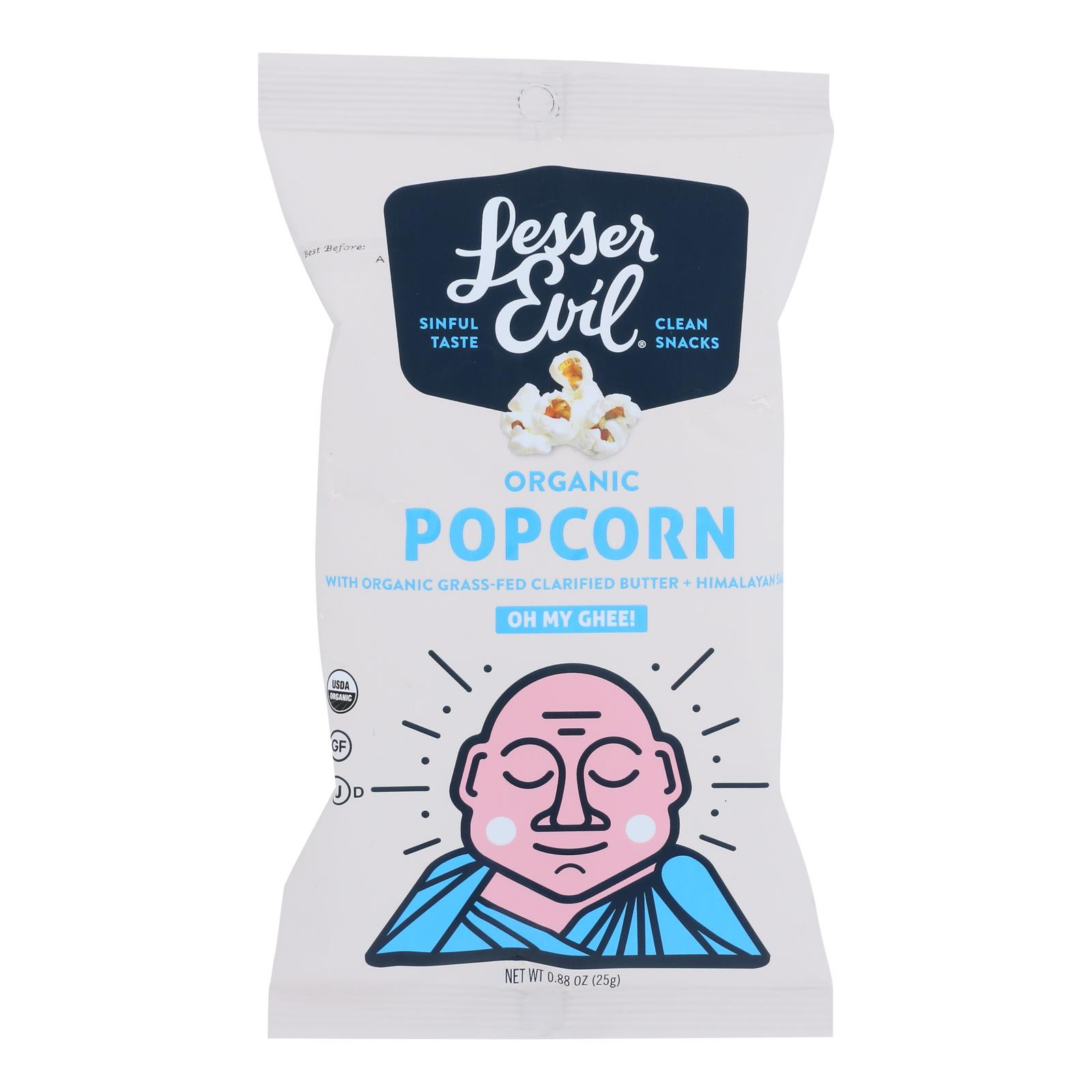 Lesser Evil Organic Air Popped Popcorn - Himalayan Pink - Case Of 12 ...