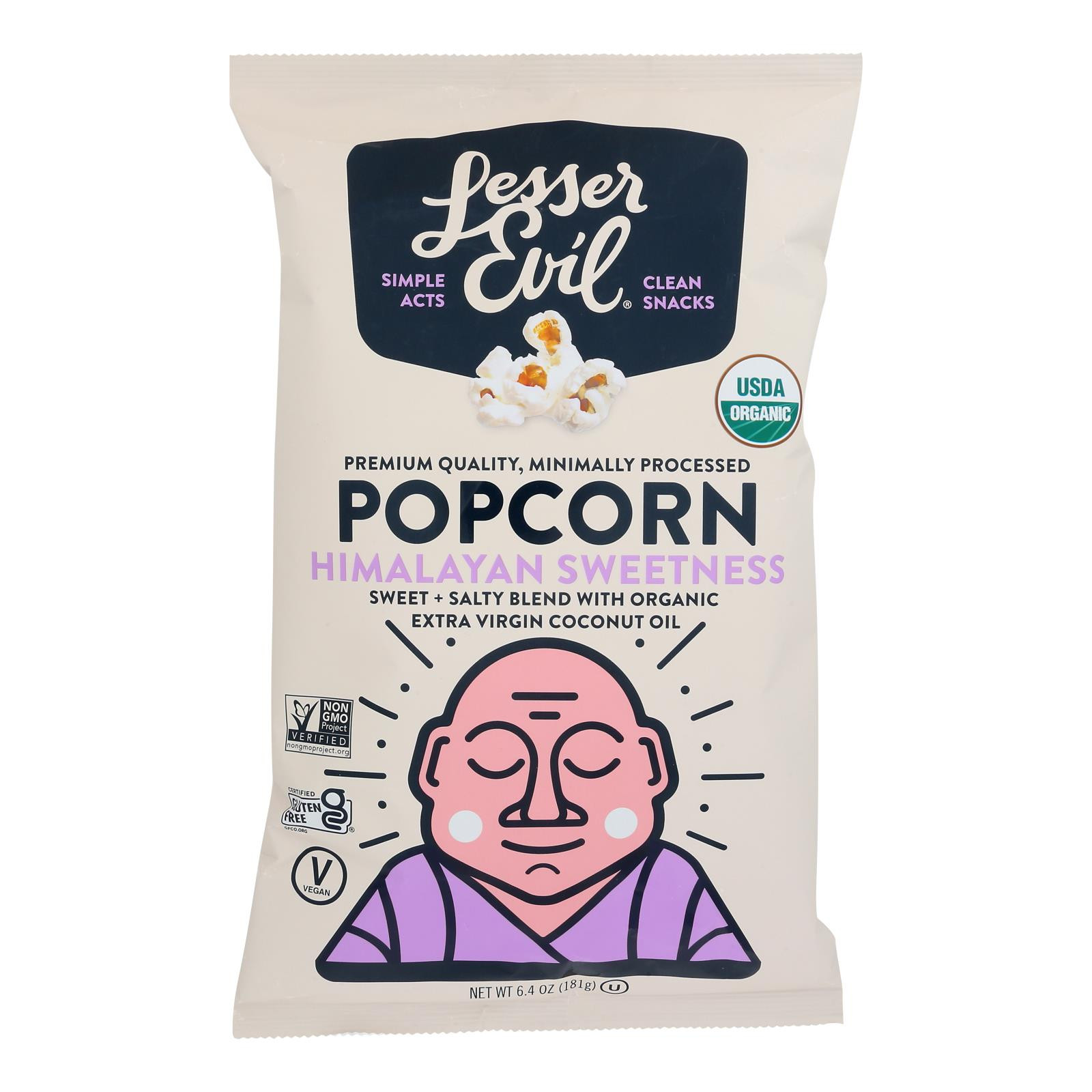 Lesser Evil Popcorn - Buddha Bowl Foods - Case Of 18 - .88 Oz.