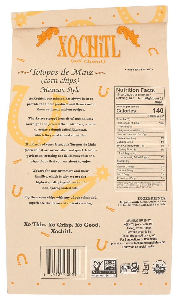 Xochitl Corn Chips - Salted - Case Of 9 - 16 Oz.