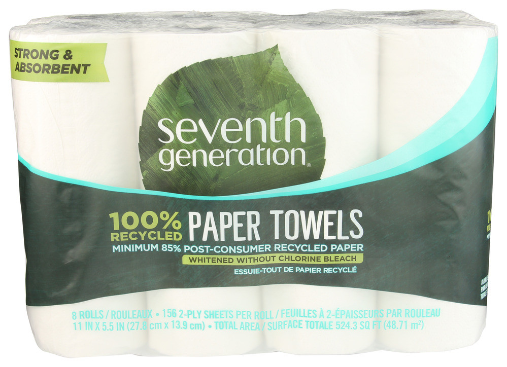 Seventh Generation Recycled Paper Towels - White - Case Of 4 - 140 Sheets
