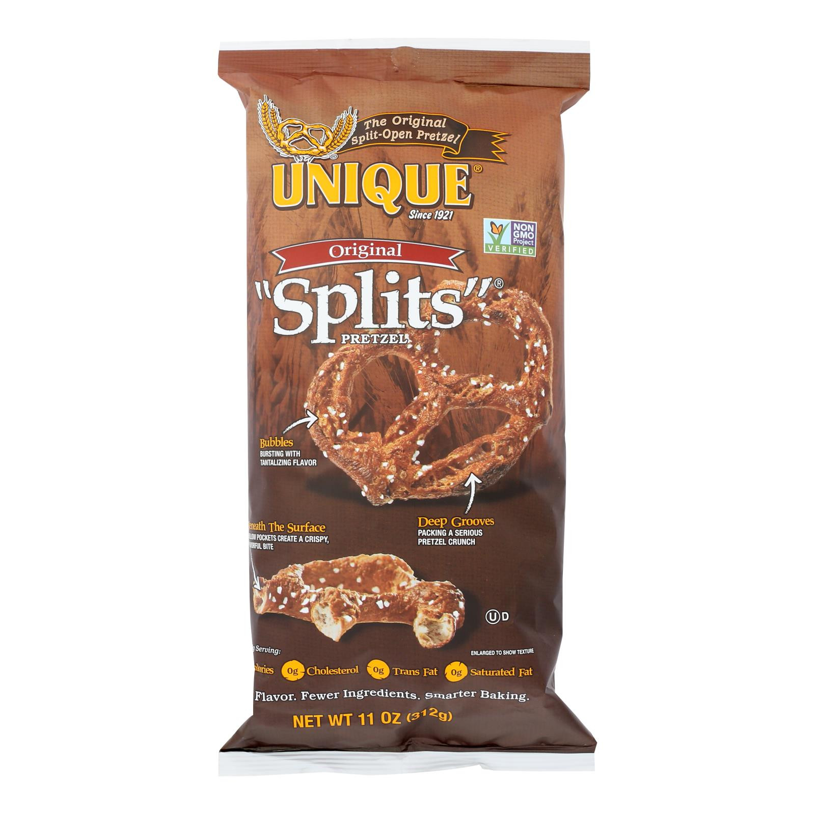 Unique Pretzels Splits - Original - Case Of 12 - 11 Oz.
