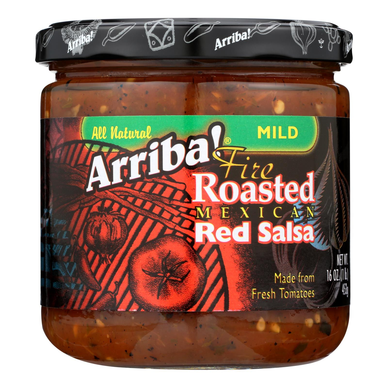 Arriba Roasted Red Salsa - Hot - Case Of 6 - 16 Oz.
