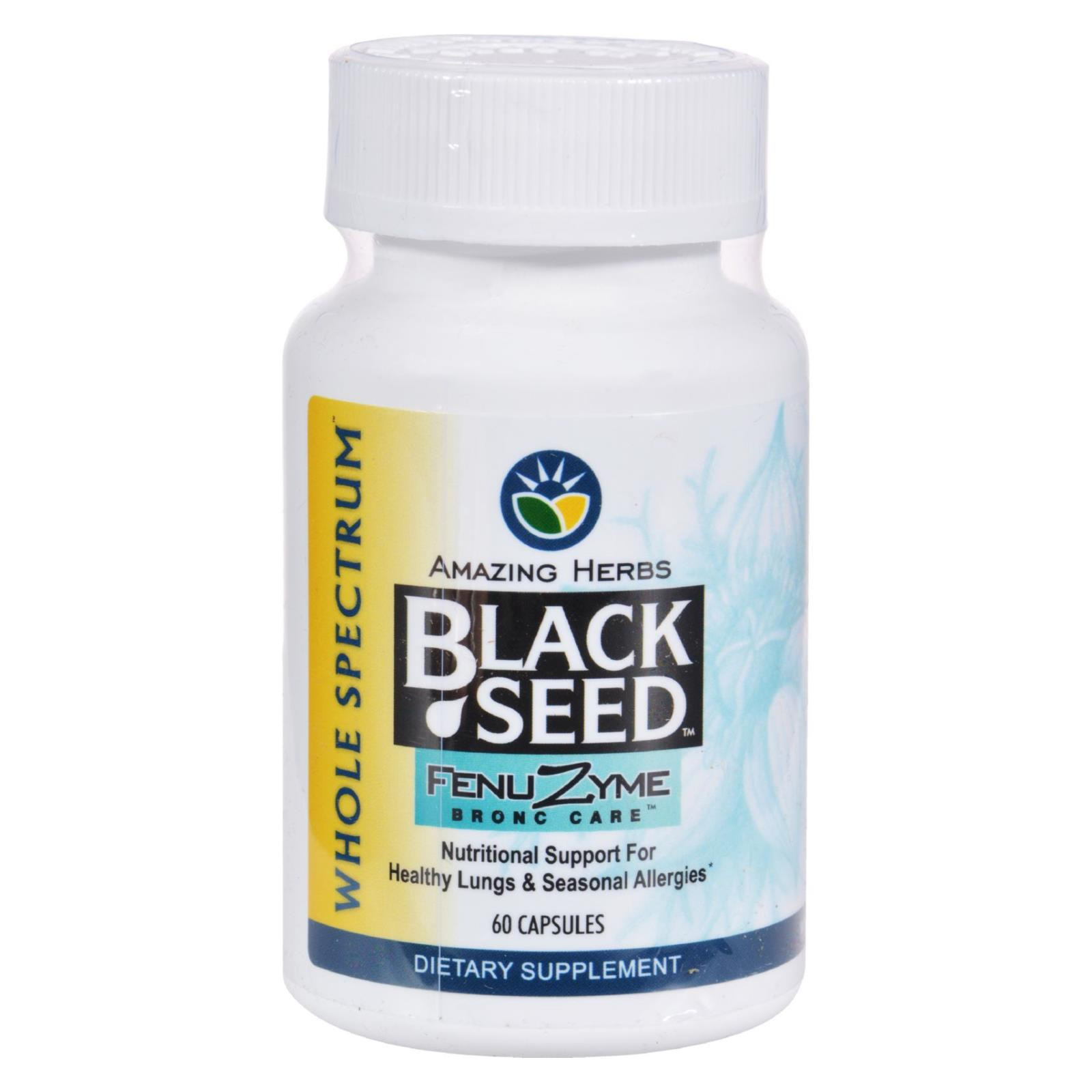 Amazing Herbs Black Seed Fenuzyme Bronc Care - 60 Capsules