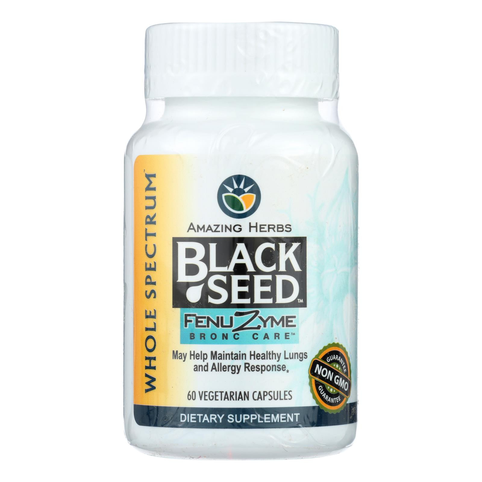 Amazing Herbs Black Seed Fenuzyme Bronc Care - 60 Capsules