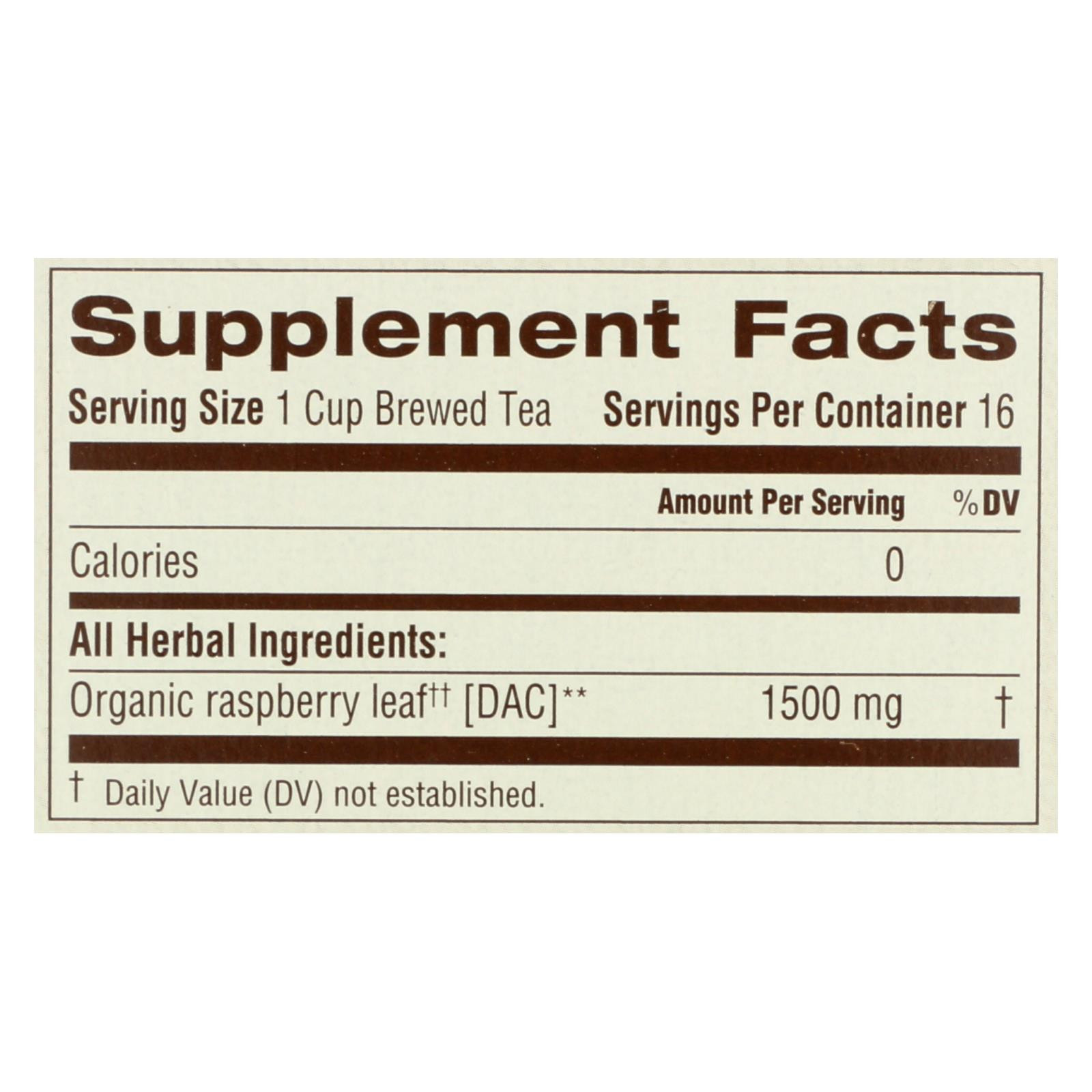 Yogi Organic Woman's Herbal Tea Raspberry Leaf - 16 Tea Bags - Case Of 6