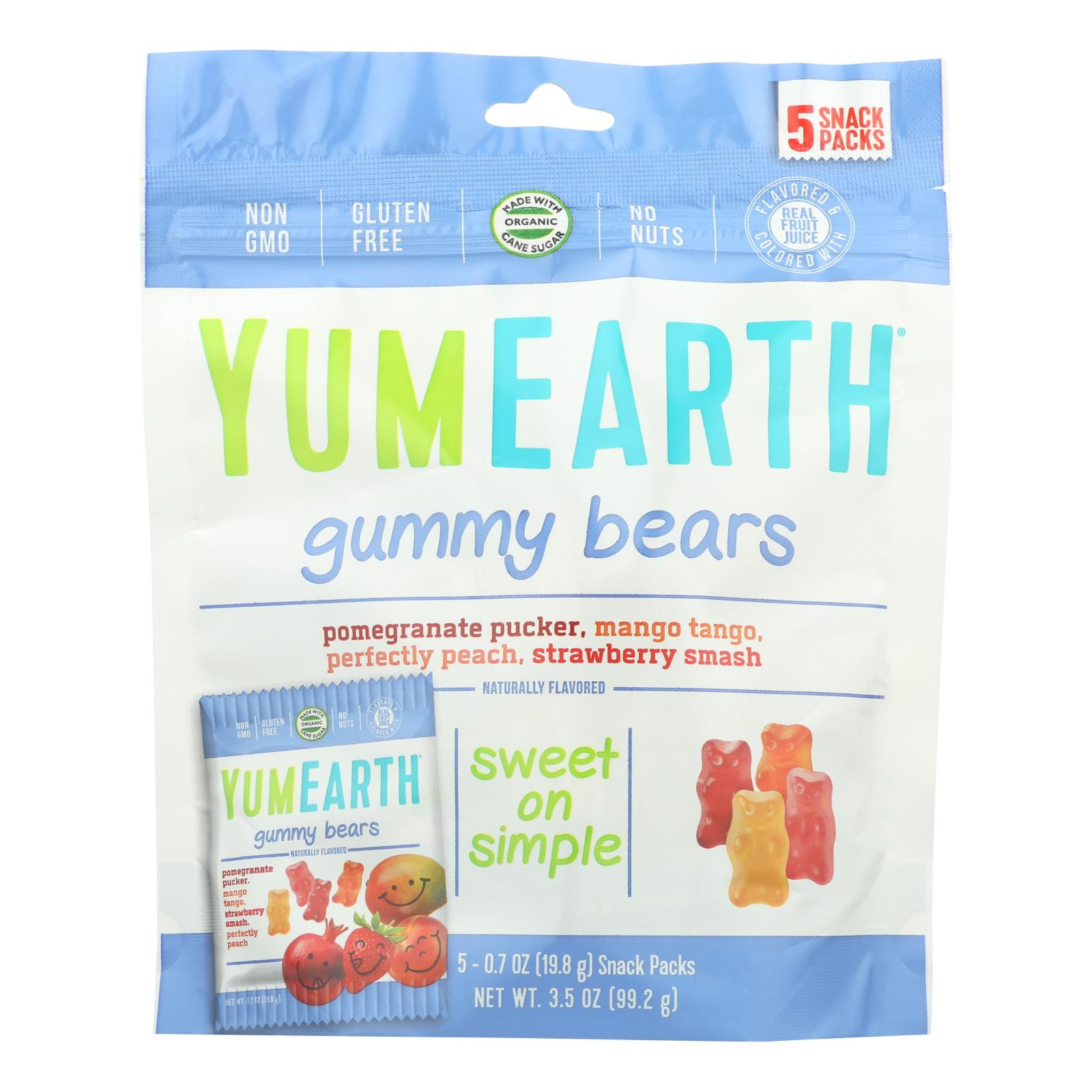 Yummy Earth Organics Gummy Bears - Organic - Snack Pack - .7 Oz - 10 ...