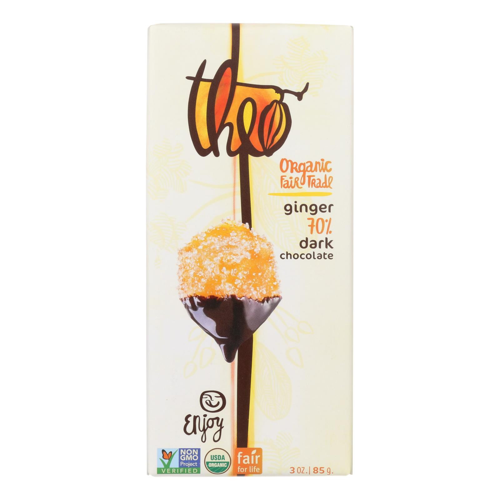 Theo Chocolate Organic Chocolate Bar - Classic - Dark Chocolate - 70 ...