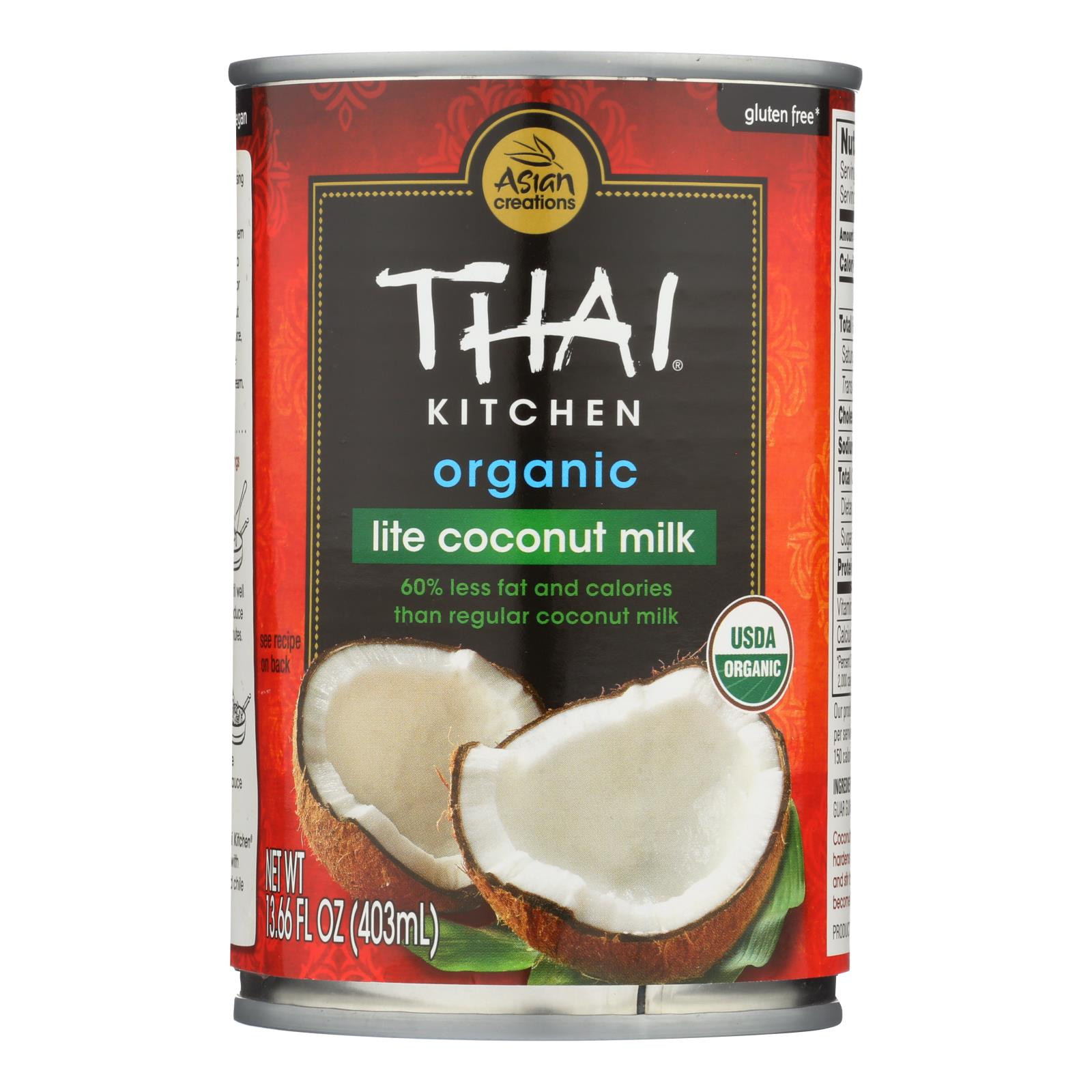 Thai Kitchen Organic Lite Coconut Milk - Case Of 12 - 13.66 Fl Oz ...