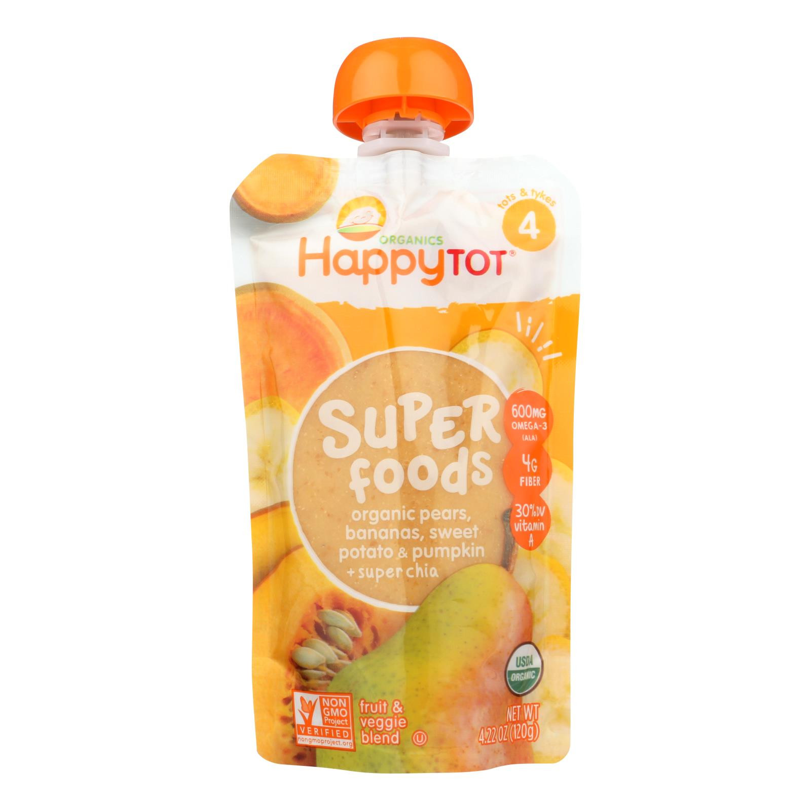 Happy Tot Toddler Food - Organic - Fiber And Protein - Stage 4 - Pear ...