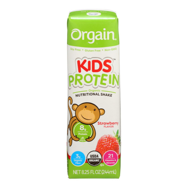 Orgain Kids Protein Shake - Strawberry - Case Of 12 - 8.25 Fl Oz.