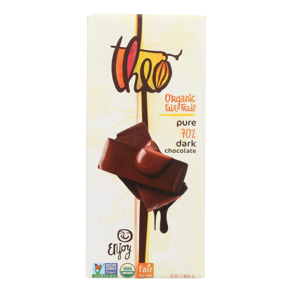 Theo Chocolate Organic Chocolate Bar - Classic - Dark Chocolate - 70 ...